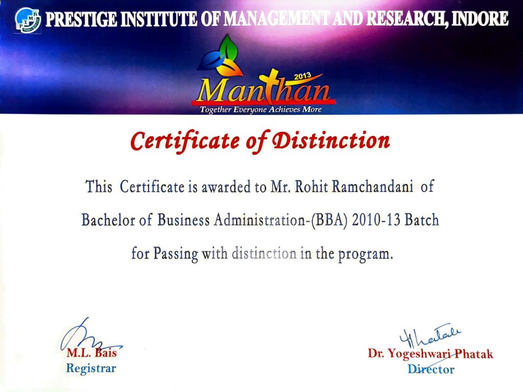 Recognition – Rohit Kumar Ramchandani